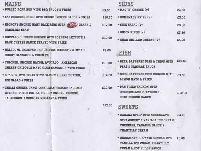 Menu at The Union Tavern pub & bar, London, 45 Woodfield Rd