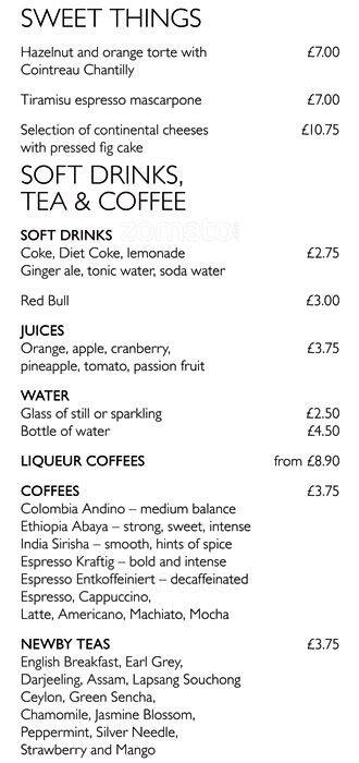 Menu at Bijou Bar, Hayes