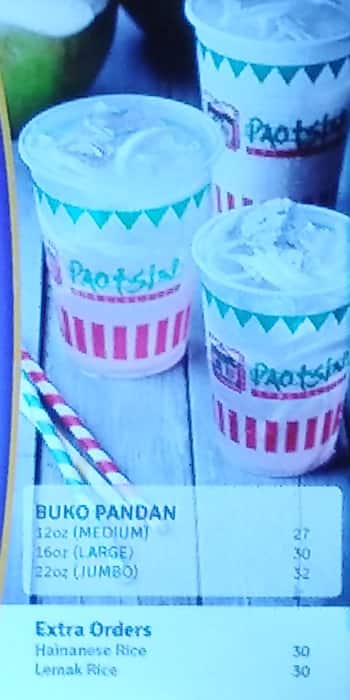 Menu at Paotsin, Makati, Cash 'n Carry Mall Palanan St Food Circle