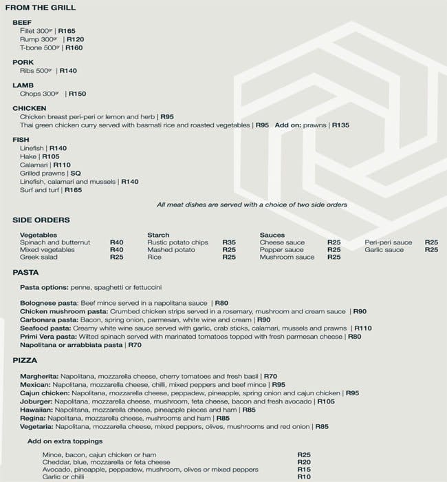 Menu at Kraal Restaurant, Johannesburg South, Impala Road ...