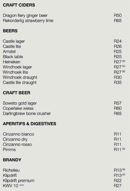 Menu at Kraal Restaurant, Johannesburg South, Impala Road ...