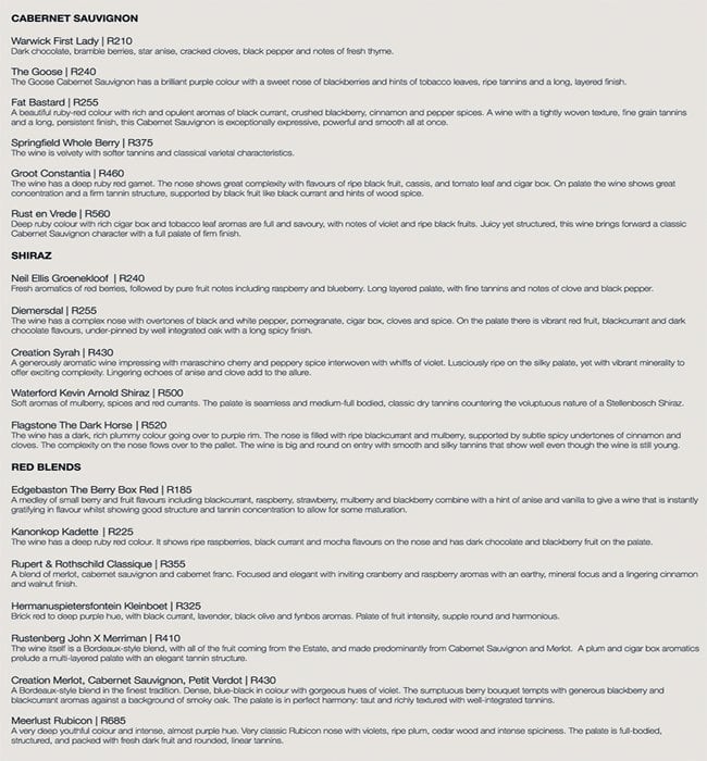 Menu at Kraal Restaurant, Johannesburg South, Impala Road ...