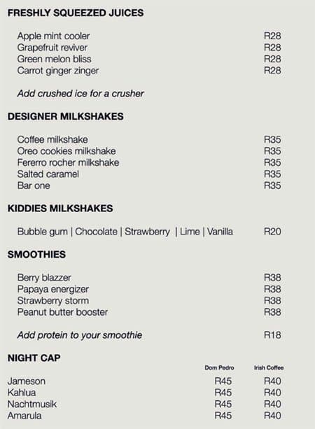 Menu at Kraal Restaurant, Johannesburg South, Impala Road ...