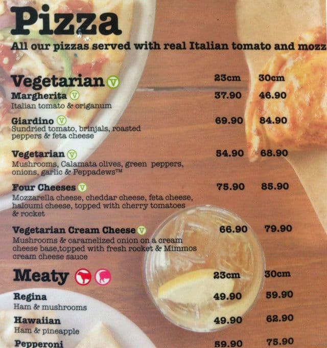 Menu at Mimmos Gateway restaurant, Umhlanga, G016