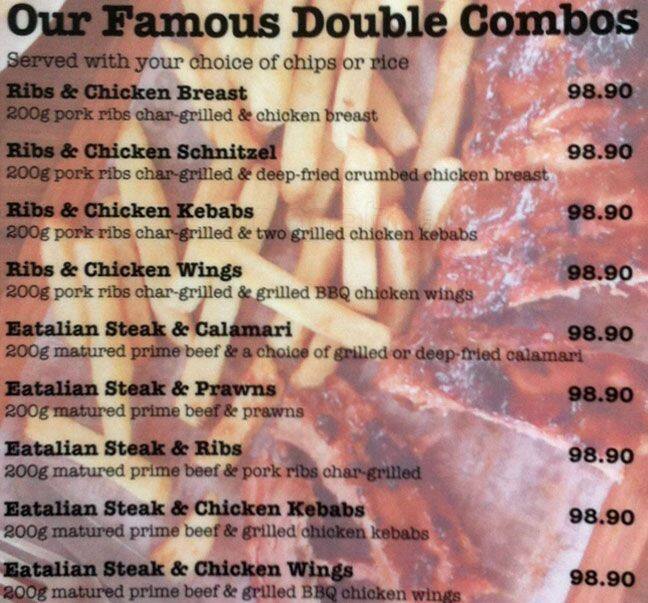 Menu at Mimmos Gateway restaurant, Umhlanga, G016