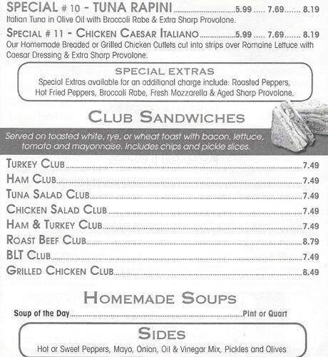 Menu at Altomonte's Italian Market & Delicatessen restaurant, Warminster