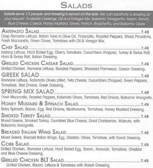 Menu at Altomonte's Italian Market & Delicatessen restaurant, Warminster