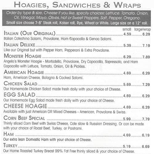 Menu at Altomonte's Italian Market & Delicatessen restaurant, Warminster