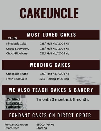 Menu at Cakeuncle - The Cake Shop in Chandigarh, Chandigarh