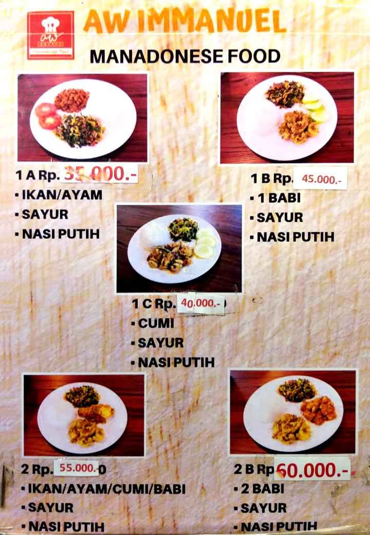 Menu at AW Immanuel, Jakarta