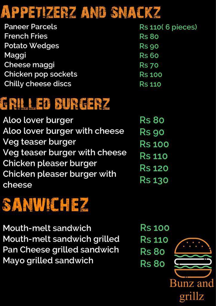 Menu of Bunz And Grillz, NIBM Road, Pune