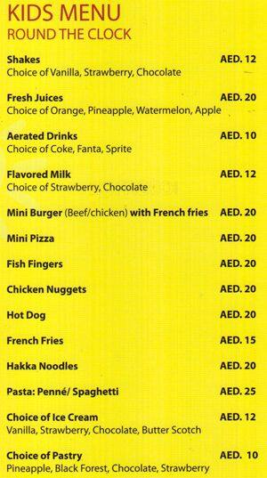 Menu at DUBAI GRAND HOTEL BY FORTUNE, Dubai