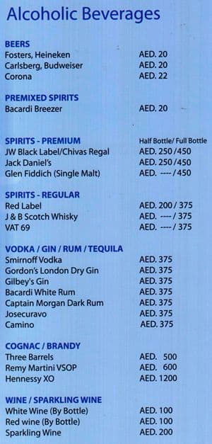 Menu at DUBAI GRAND HOTEL BY FORTUNE, Dubai