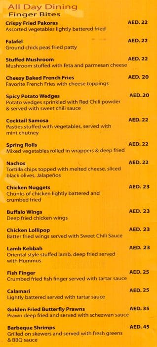 Menu at DUBAI GRAND HOTEL BY FORTUNE, Dubai