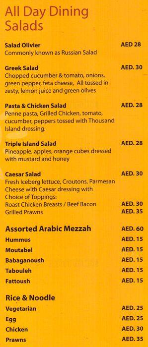 Menu at DUBAI GRAND HOTEL BY FORTUNE, Dubai