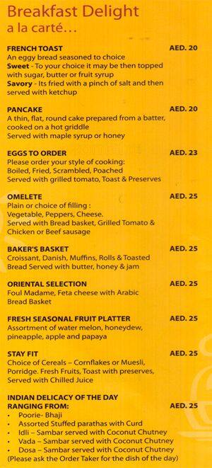 Menu at DUBAI GRAND HOTEL BY FORTUNE, Dubai