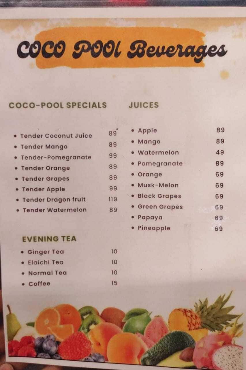 Menu of Coco Pool Beverages, Sarjapur Road, Bangalore