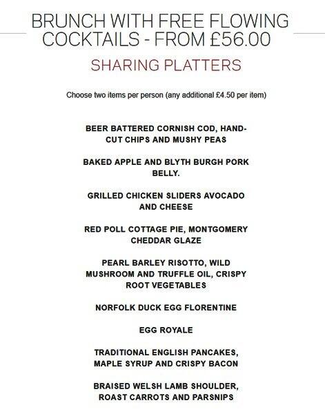 Menu at Le Méridien Club Lounge, London