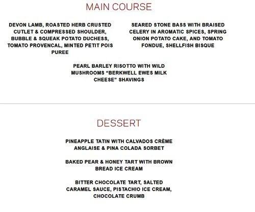 Menu at Le Méridien Club Lounge, London