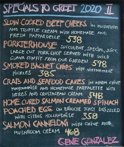 Menu at Café Ysabel cafe, San Juan, 175 M. Paterno