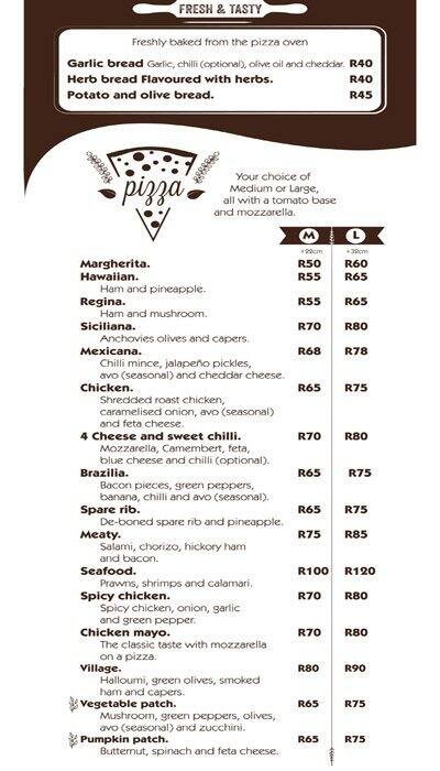 Speisekarte von Fairways Restaurant, Pretoria, Silver Lakes Golf Estate