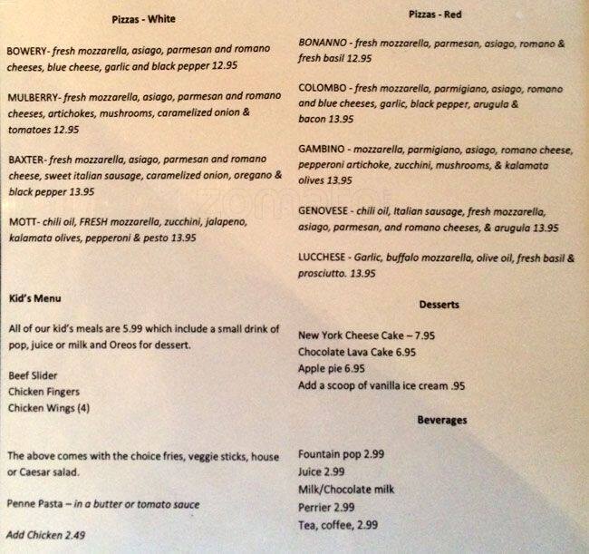 Carta del restaurante New York Classic Grill, Toronto