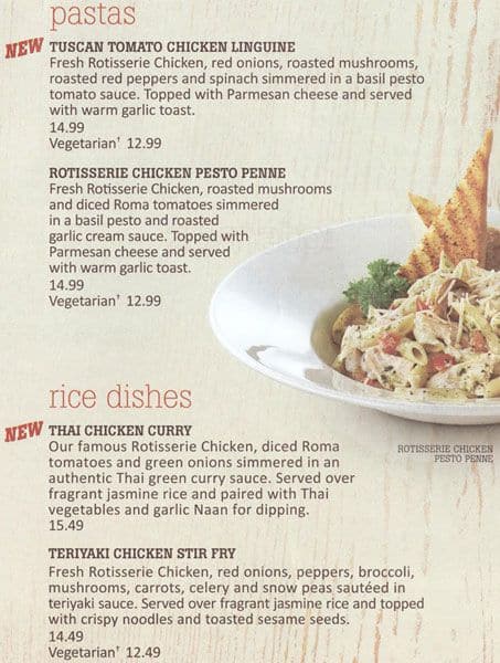 Menu at Swiss Chalet restaurant, Courtice, King St E