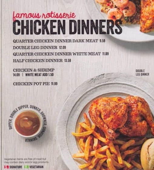 Menu at Swiss Chalet restaurant, Vaughan, Bathurst St