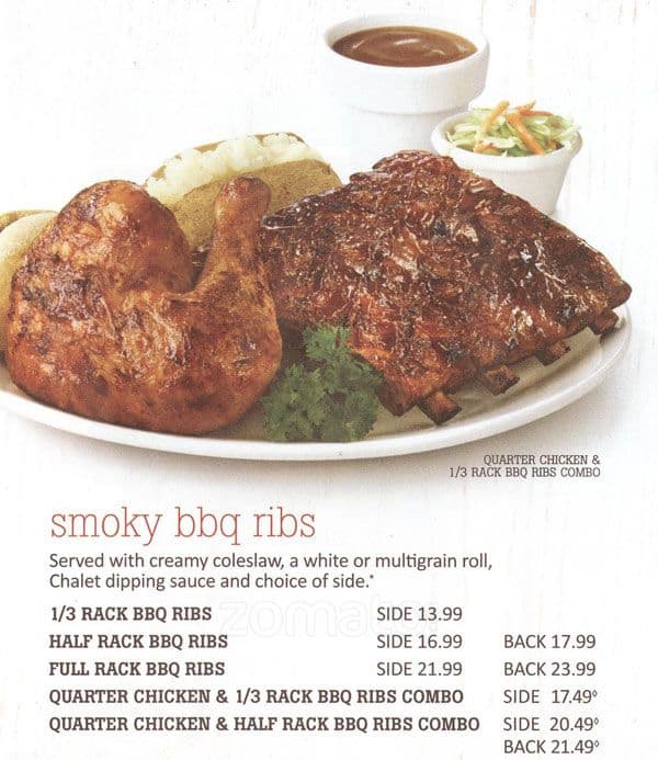 Menu at Swiss Chalet Rotisserie & Grill restaurant, Toronto, 200 Bay St F1