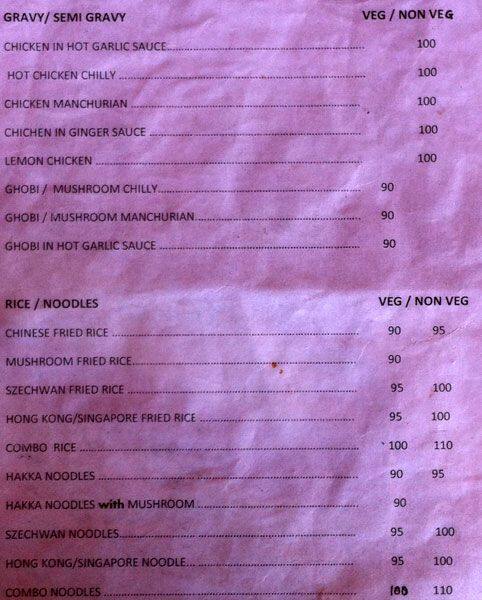 Menu at Pinto's Fast Food, Mapusa