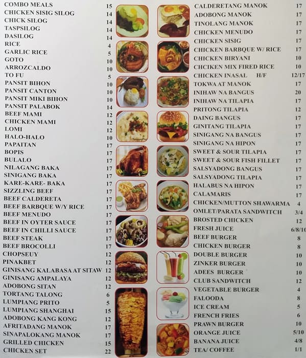 Menu of Adees, Al Nakhil 1, Ajman