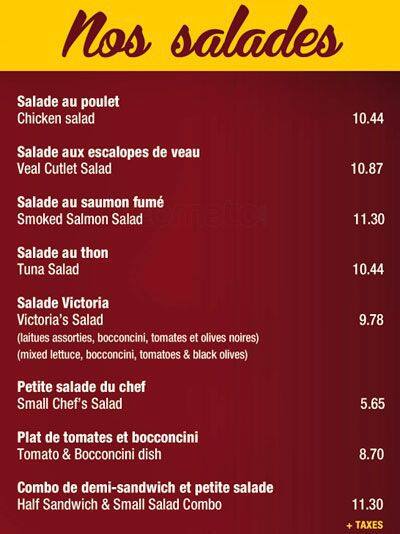 Menu at Café Victoria, Montreal, Boul Langelier