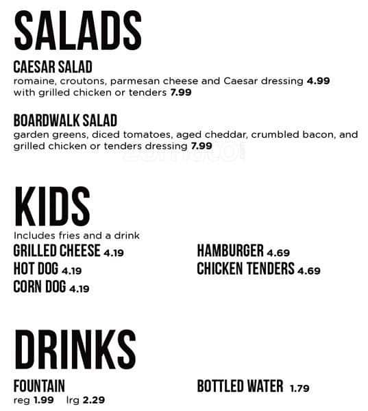 Menu at Boardwalk Fresh Burgers & Fries restaurant, Portland, SW Barnes Rd