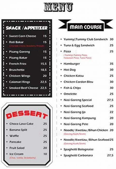 Menu at Yummy Tummy Cafe Mart, Bekasi Regency