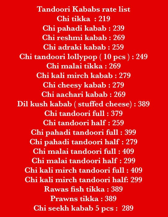 Menu of Singh's, Chembur, Mumbai
