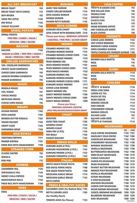 Menu of Chaubara - Chaat, Chai & Charcha, Connaught Place, New Delhi