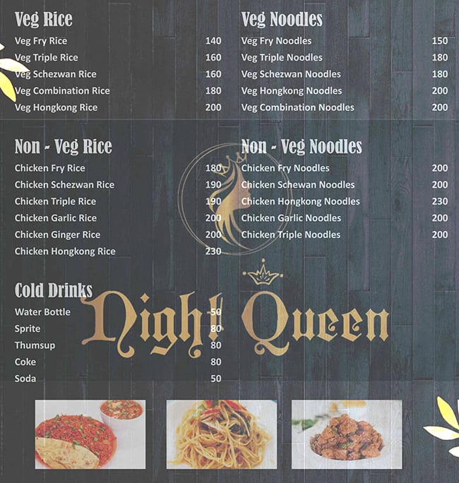 Menu of Night Queen, Viman Nagar, Pune