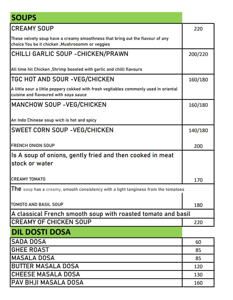 Menu of Padagu, Kazhakkoottam, Trivandrum
