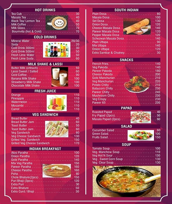 Menu of Radhe Pure Veg Family Restaurant, Baga, Goa