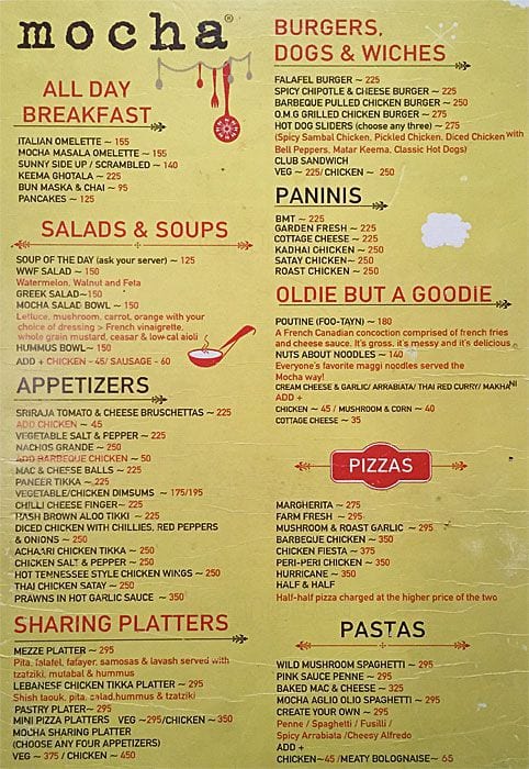 Mocha Menu, Menu for Mocha, Dharampeth, Nagpur - Zomato