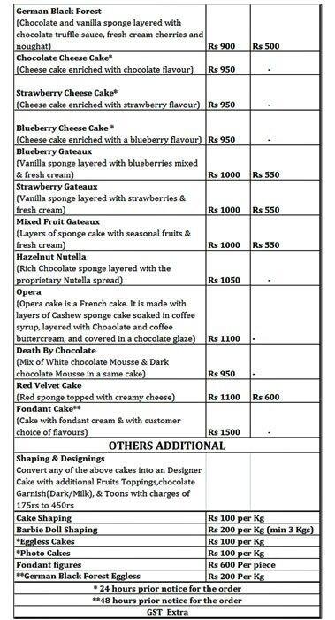 Menu at Hot Breads, Bahour, Cuddalore Pondy Main Road
