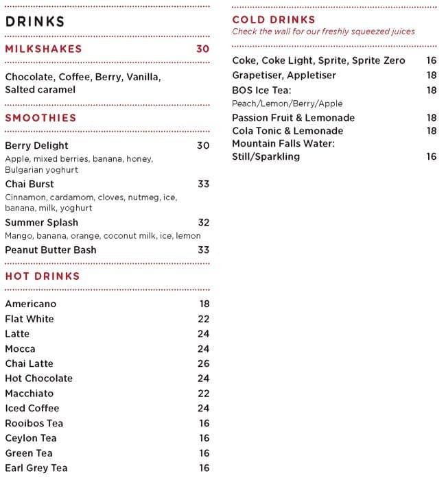 Menu at Gusto cafe, Cape Town, Hatfield Street