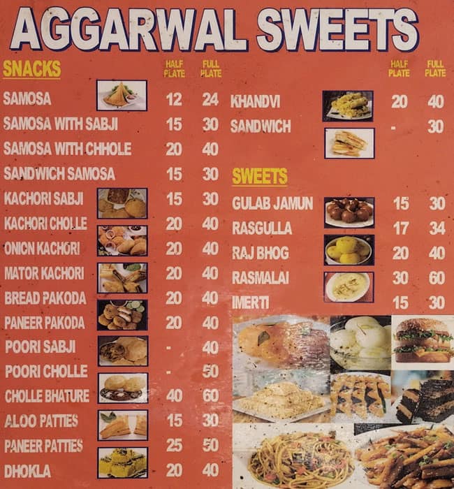 Menu at Aggarwal Sweets, Noida