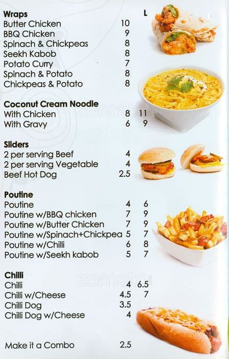 Menu at Eastern Twist restaurant, Toronto, 505 St Clair Ave W