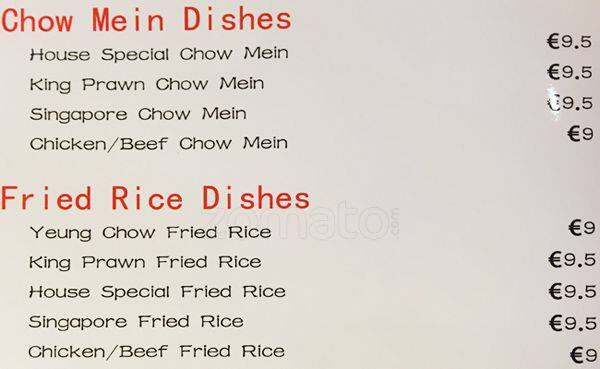 Menu at Fortune Terrace Buffet restaurant, Dublin, 46-49 O'Connell ...