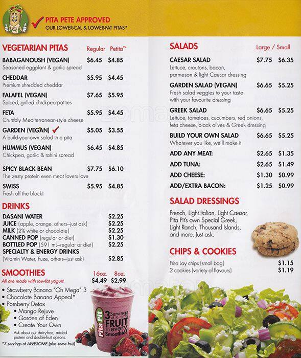 Menu at Pita Pit pub & bar, Toronto, Hwy 7