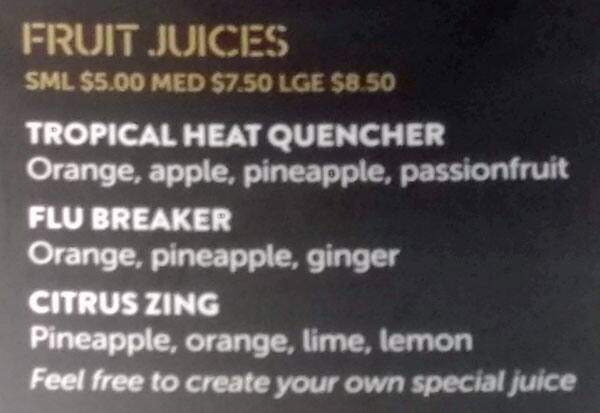 Menu at Quench Juice Bar, Fortitude Valley, 22 James St
