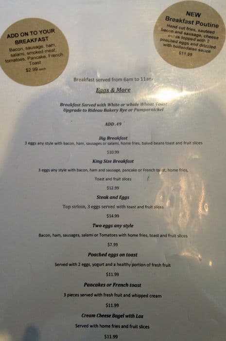 Menu at Nate's Deli restaurant, Ottawa, 152 Sparks St.