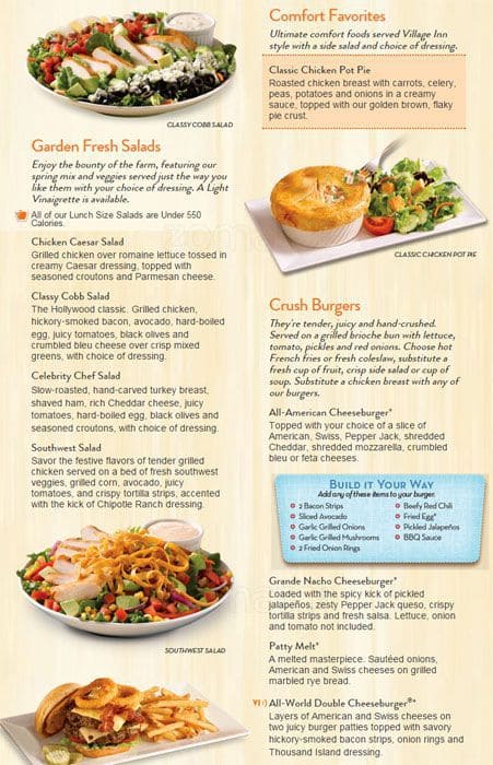 Menu at Village Inn restaurant, Federal Way