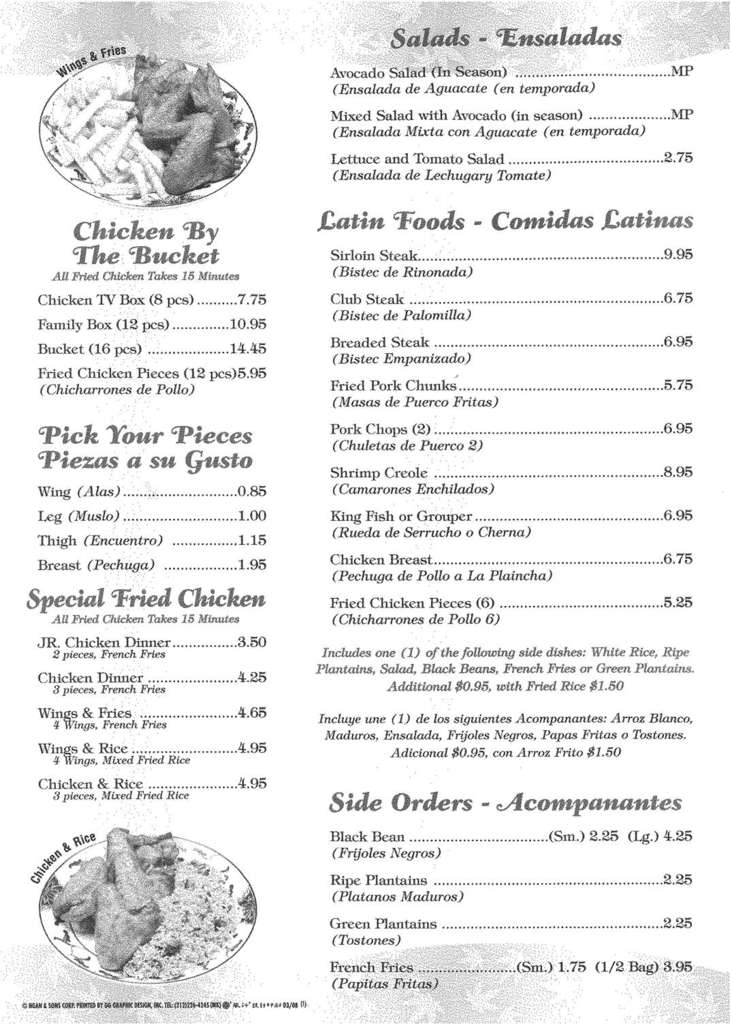 Menu at Good Luck Fried Chicken restaurant, Hialeah